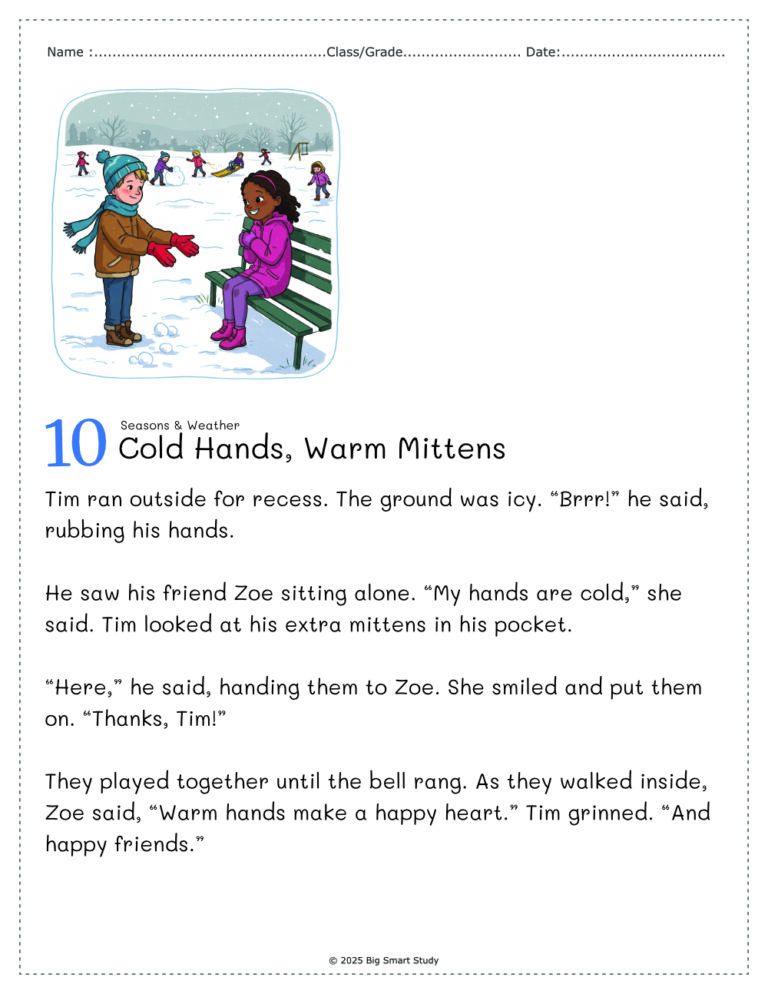 Seasons & Weather – Grade 1 Reading Comprehension Worksheets (10 ...