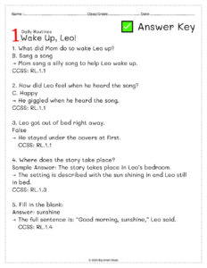 Daily Routines – Grade 1 Reading Comprehension Passages and Questions ...