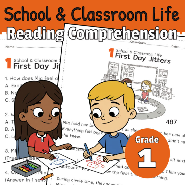 Daily School Life – Grade 1 Fiction Passages and Comprehension ...